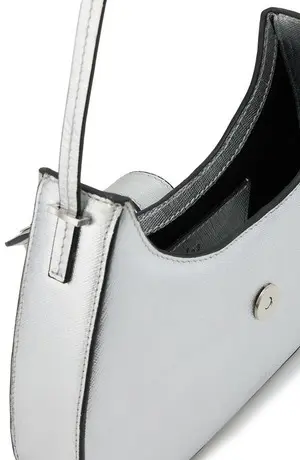 BEHNO Mini Leena Metallic Leather Crossbody Bag - Silver