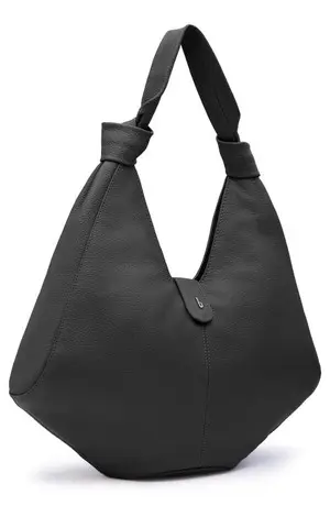 BEHNO Large Nelli Pebble Leather Hobo Bag - Black
