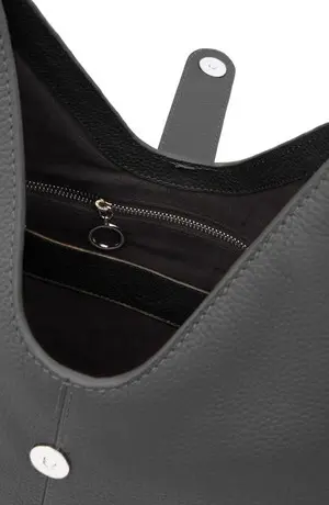 BEHNO Large Nelli Pebble Leather Hobo Bag - Black