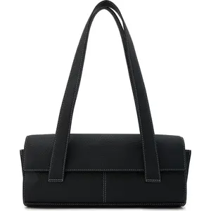 BEHNO Michelle Pebble Leather Shoulder Bag - Black
