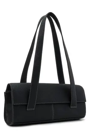 BEHNO Michelle Pebble Leather Shoulder Bag - Black