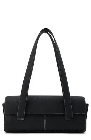 BEHNO Michelle Pebble Leather Shoulder Bag - Black