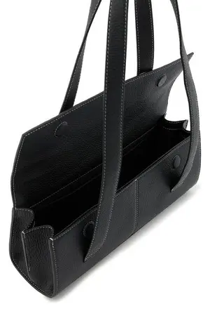 BEHNO Michelle Pebble Leather Shoulder Bag - Black