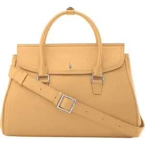 BEHNO Large Coco Pebble Leather Satchel - Bisque