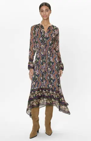 Rebecca Taylor Isha Long Sleeve Dress - Navy Combo