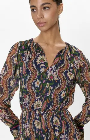 Rebecca Taylor Isha Long Sleeve Dress - Navy Combo