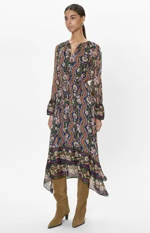Rebecca Taylor Isha Long Sleeve Dress - Navy Combo
