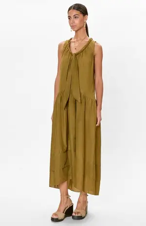 Rebecca Taylor Lilou Sleeveless Maxi Dress - Leaf Green
