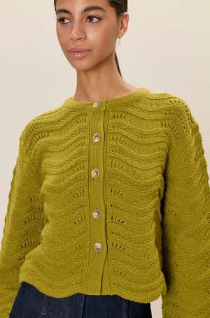 Rebecca Taylor Rem Knit Cardigan - Pear Green