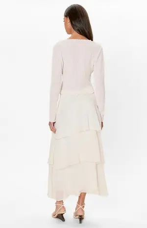 Rebecca Taylor Skye Tiered Midi Skirt - Cream