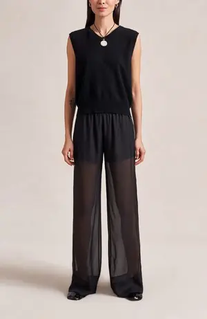 LA LIGNE Ayla Wide Leg Silk Chiffon Pant