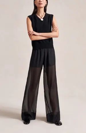 LA LIGNE Ayla Wide Leg Silk Chiffon Pant