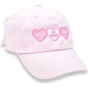 BITS & BOWS Candy Hearts Bow Baseball Cap - Pink