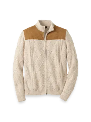 PAUL FREDRICK Donegal Full Zip Mock Neck Sweater
