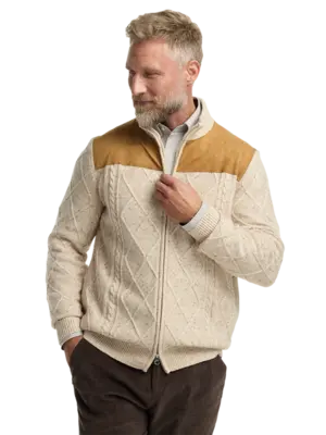 PAUL FREDRICK Donegal Full Zip Mock Neck Sweater