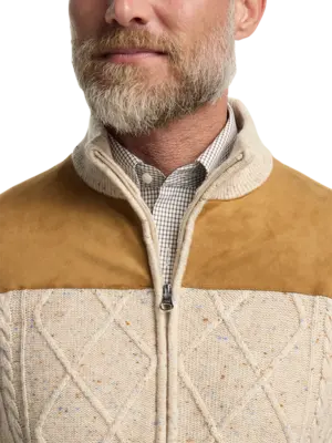 PAUL FREDRICK Donegal Full Zip Mock Neck Sweater