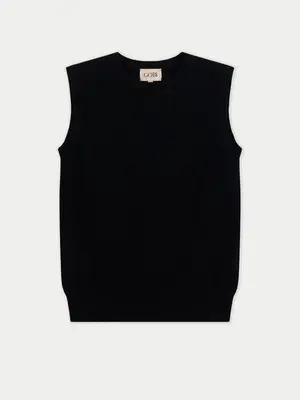 Gobi Cashmere Timeless Crewneck Vest - Black