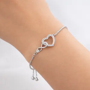 DONATELLO GIAN Crystal Infinity Heart Adjustable Bracelet
