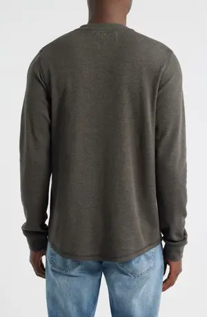 James Campbell Calico Waffle Stitch Henley - Charcoal Heather
