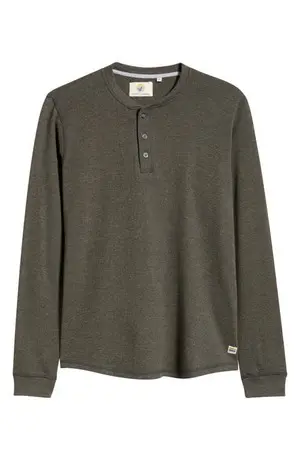 James Campbell Calico Waffle Stitch Henley - Charcoal Heather
