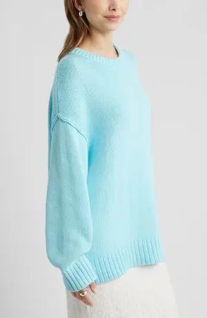 OPEN EDIT Oversized Crewneck Cotton Sweater - Blue Atomizer