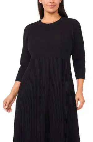 Halogen Ribbed Fit & Flare Sweater Dress