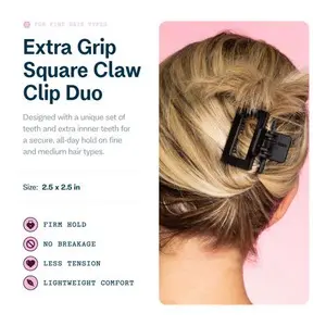 GIMME BEAUTY Extra Grip Square Claw Clip Duo
