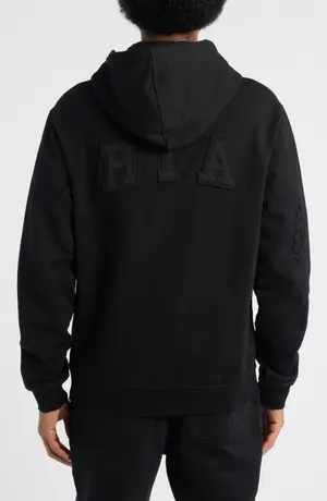 RtA Markus Distressed Logo Applique Hoodie - University Black