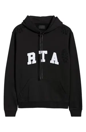 RtA Markus Distressed Logo Applique Hoodie - University Black
