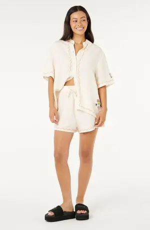 Rip Curl Embroidered Linen Blend Shirt