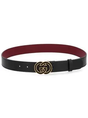 Gucci Gg Buckle Leather Belt - Black