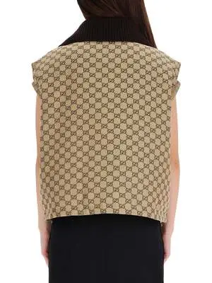 Gucci Sleeveless Canvas Vest With Leather Label