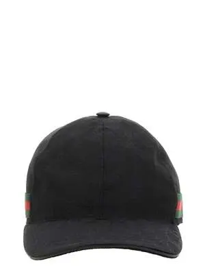 Gucci Baseball Cap With Web - Black