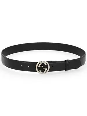 Gucci Gg Buckle Leather Belt - Black