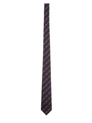 Gucci GG Jacquard And Stirrup Neck Tie Blue