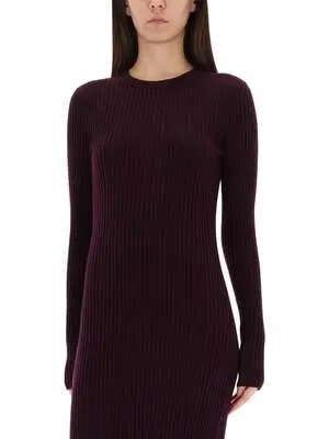 Helmut Lang Slim Fit Wool Dress - Purple