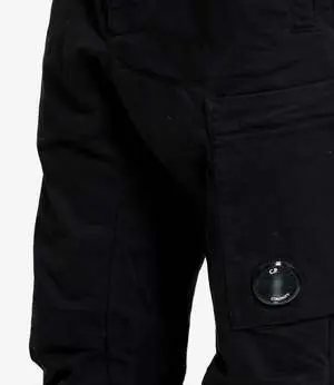 C.P. COMPANY Frosted Stretch Cotton Satin Trousers - Black