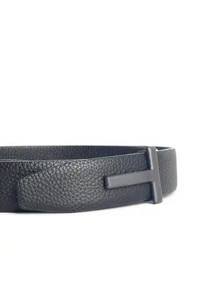 TOM FORD Leather Belt With Monogram Buckle - Black