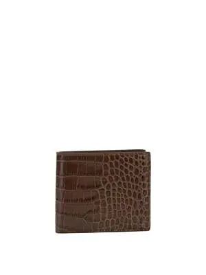 TOM FORD Crocodile Print Leather Wallet - Brown