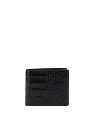TOM FORD Crocodile Print Leather Wallet - Black