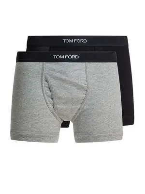 TOM FORD Cotton Boxer Shorts With Logo - Black