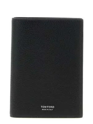 TOM FORD Hammered Leather Passport Holder - Black