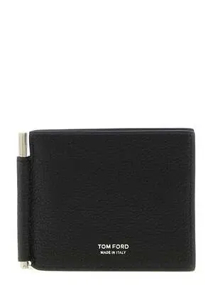 TOM FORD Hammered Leather Card Holder - Black