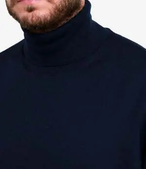 FAY Extra-fine Wool Turtleneck Sweater - Blue