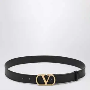 Valentino Garavani Vlogo Signature Leather Belt - Black
