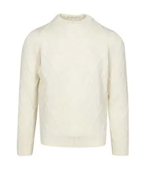 FILIPPO DE LAURENTIIS Geometric Diamond Knit Wool Sweater - Latte