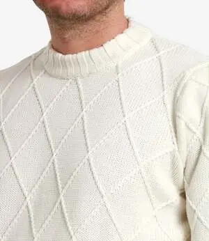 FILIPPO DE LAURENTIIS Geometric Diamond Knit Wool Sweater - Latte