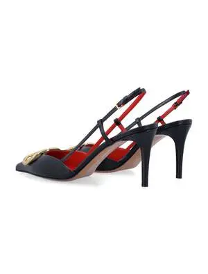 Valentino Garavani Vlogo Calfskin Slingback Pumps - Black