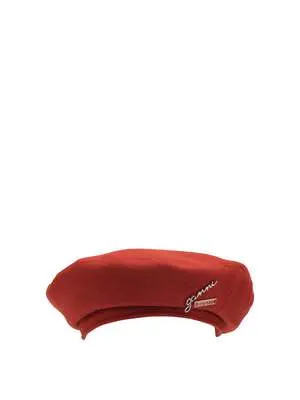 Barbour X Ganni Wool Beret - Red