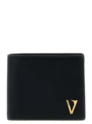 Versace V Logo' Wallet - Black